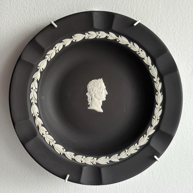 Vintage Wedgwood Black Basalt Jasperware Roman Cameo Plate - White ...