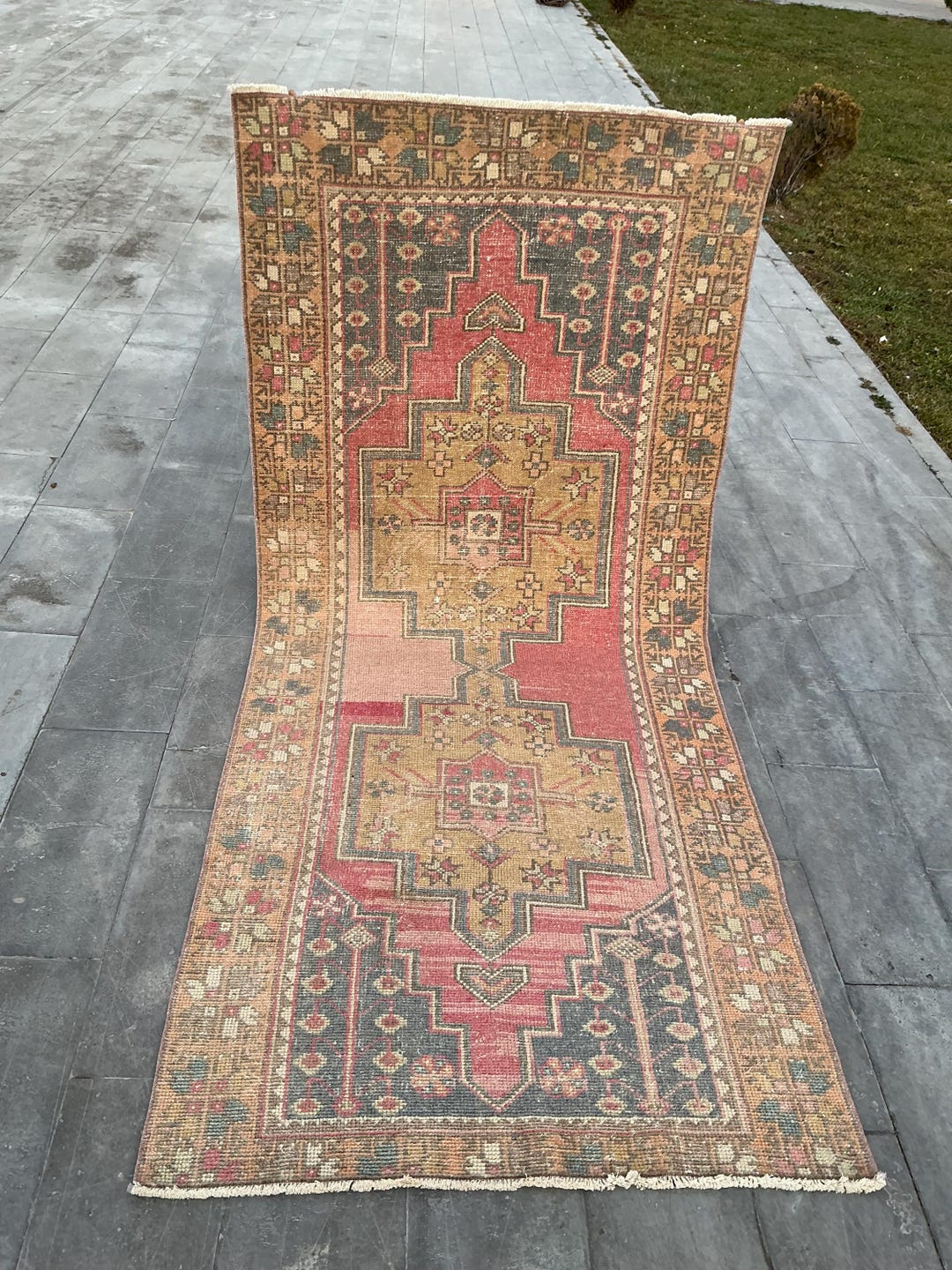 4x8 Ft Rugs: Anatollian Handwoven Wool Rug Livingroom Rug Red Yellow ...