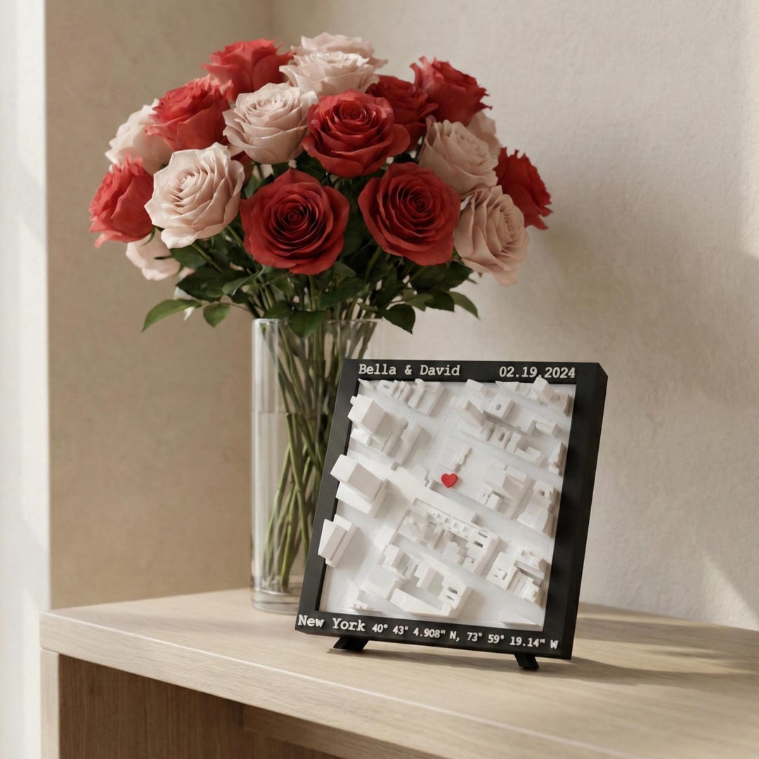 Personalized 3D Couples Map, Custom Location City Plan, Where We Met ...