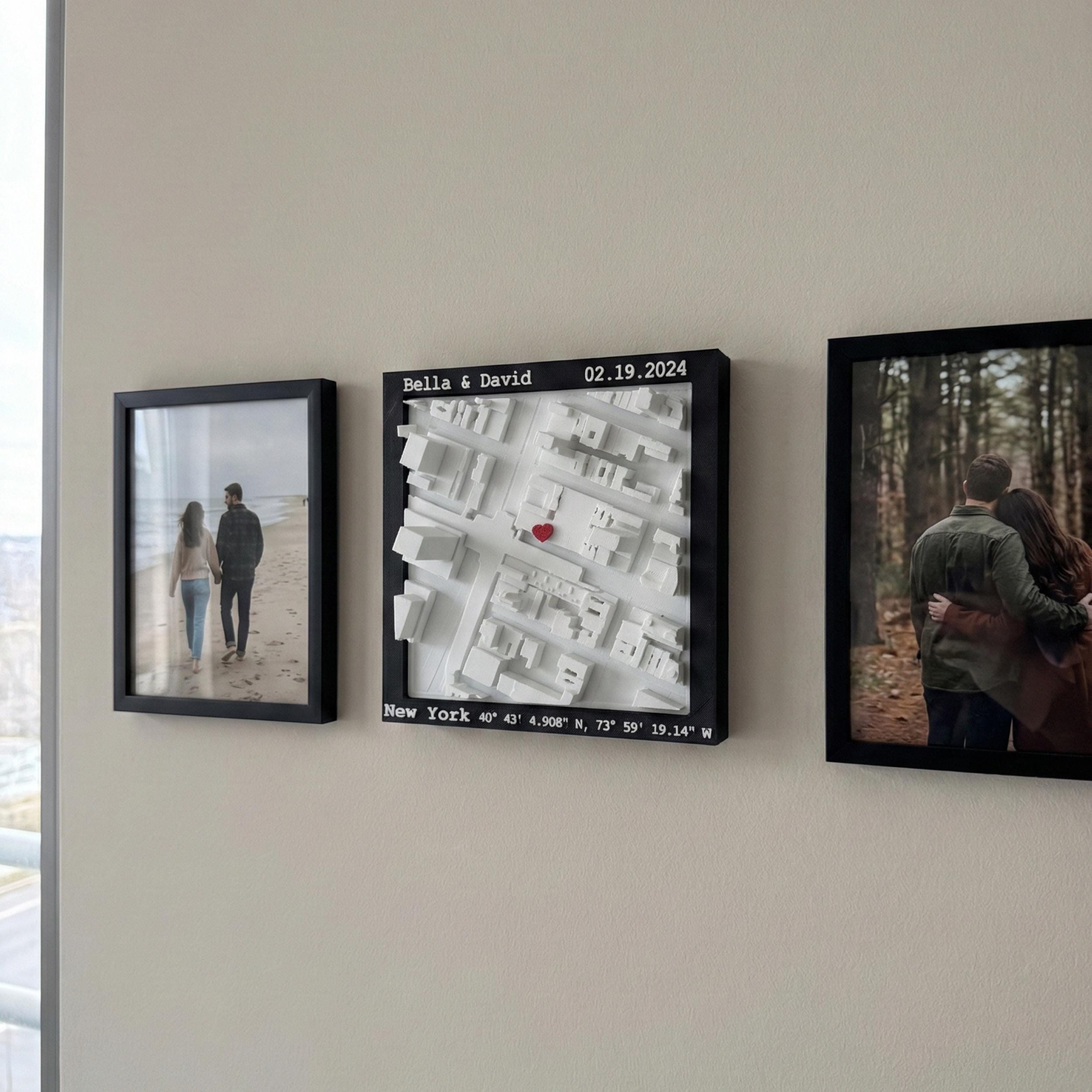 Personalized 3D Couples Map, Custom Location City Plan, Where We Met ...