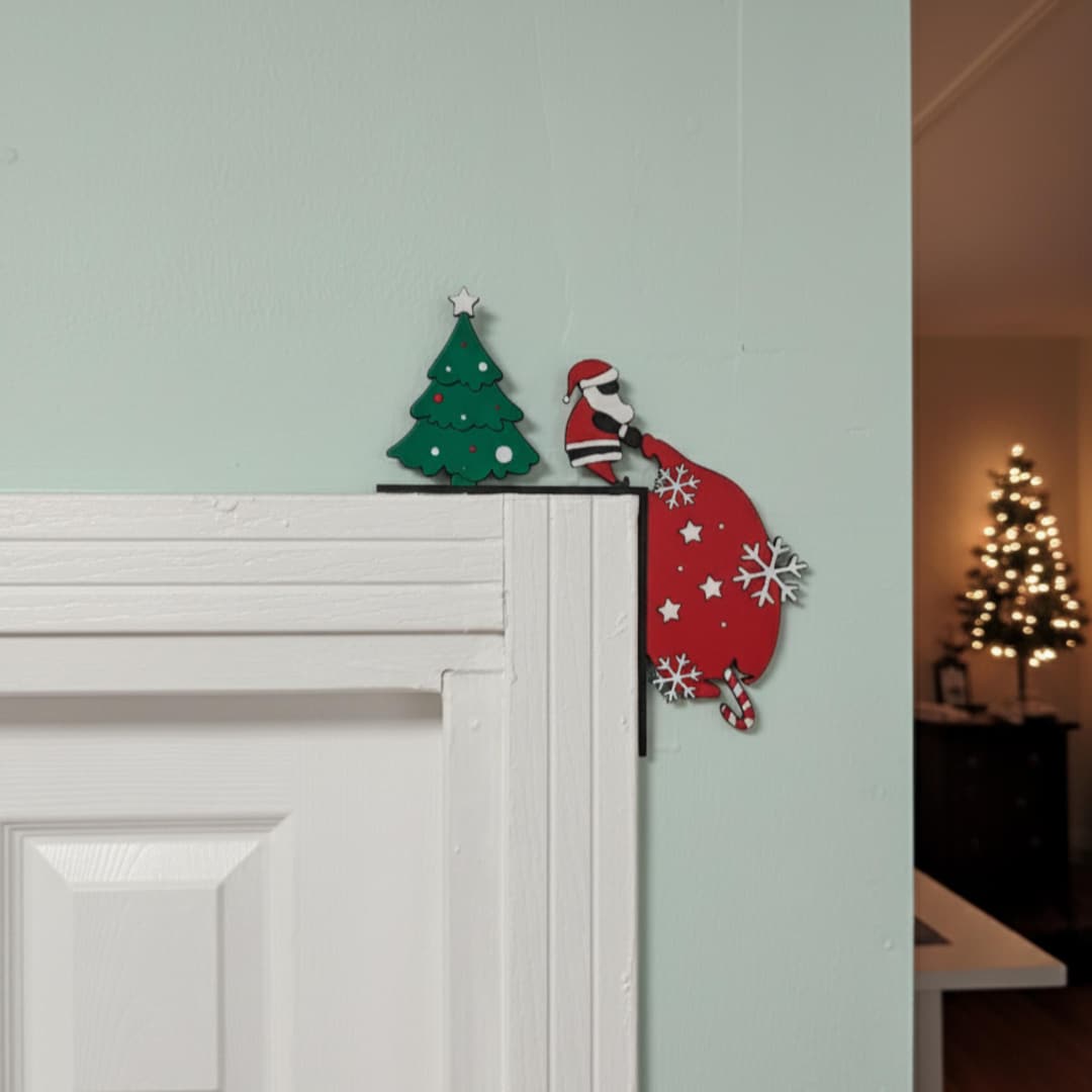 Christmas Santa Claus Door Corner Topper, 3D Printed Christmas Tree ...