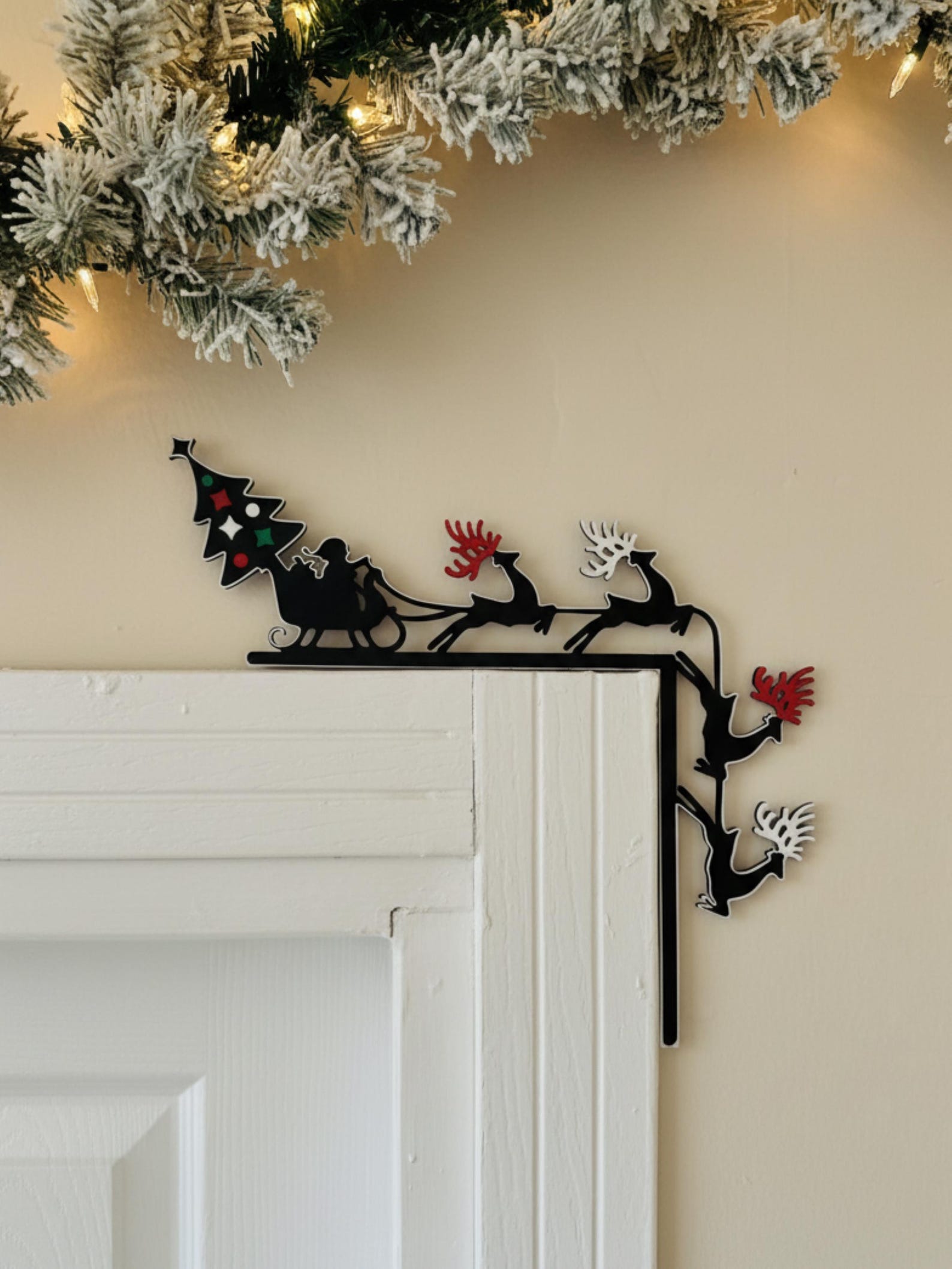Christmas Santa Claus Door Corner Topper, 3D Printed Reindeer Door ...
