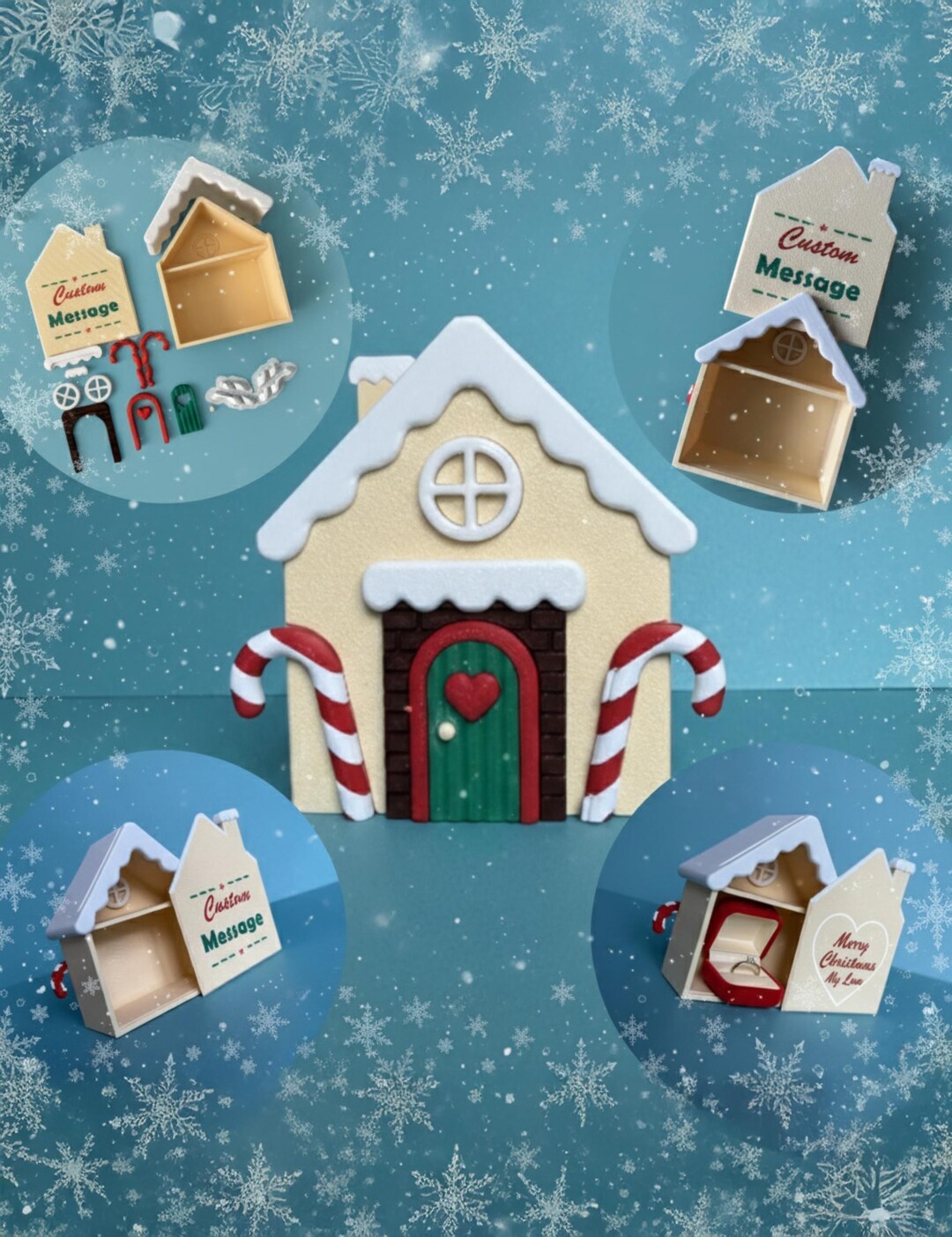 Personalized 3D Printed Christmas Gingerbread House Gift Box, Custom ...