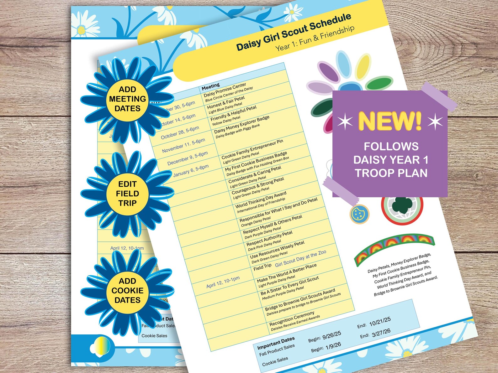 Girl Scout Daisy Troop Schedule: Editable PDF & Word Template - Etsy