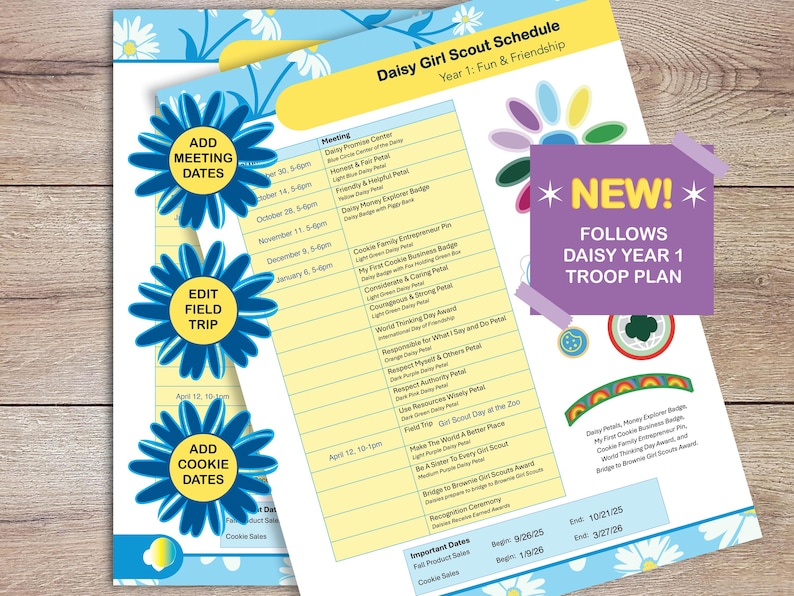 Girl Scout Daisy Troop Schedule: Editable PDF & Word Template - Etsy