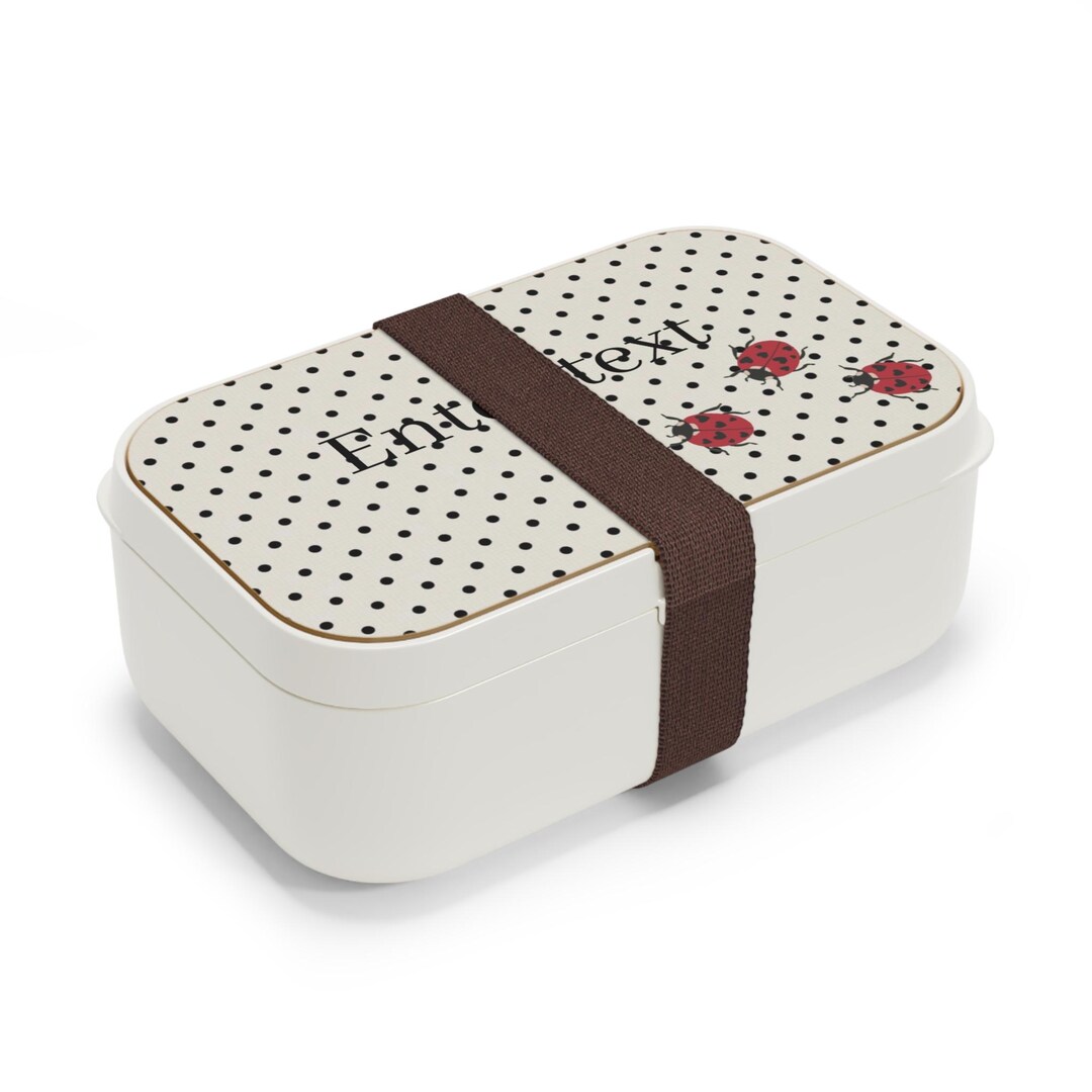 Personalised Polka Dot Ladybugs Bento Lunch Box | Custom Text Option - Etsy