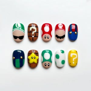 Mario and Luigi Nails - Etsy