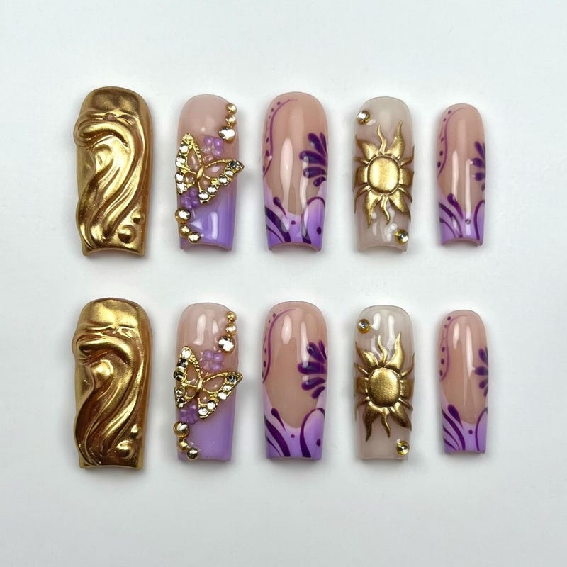 Custom Rapunzel Nails - Etsy