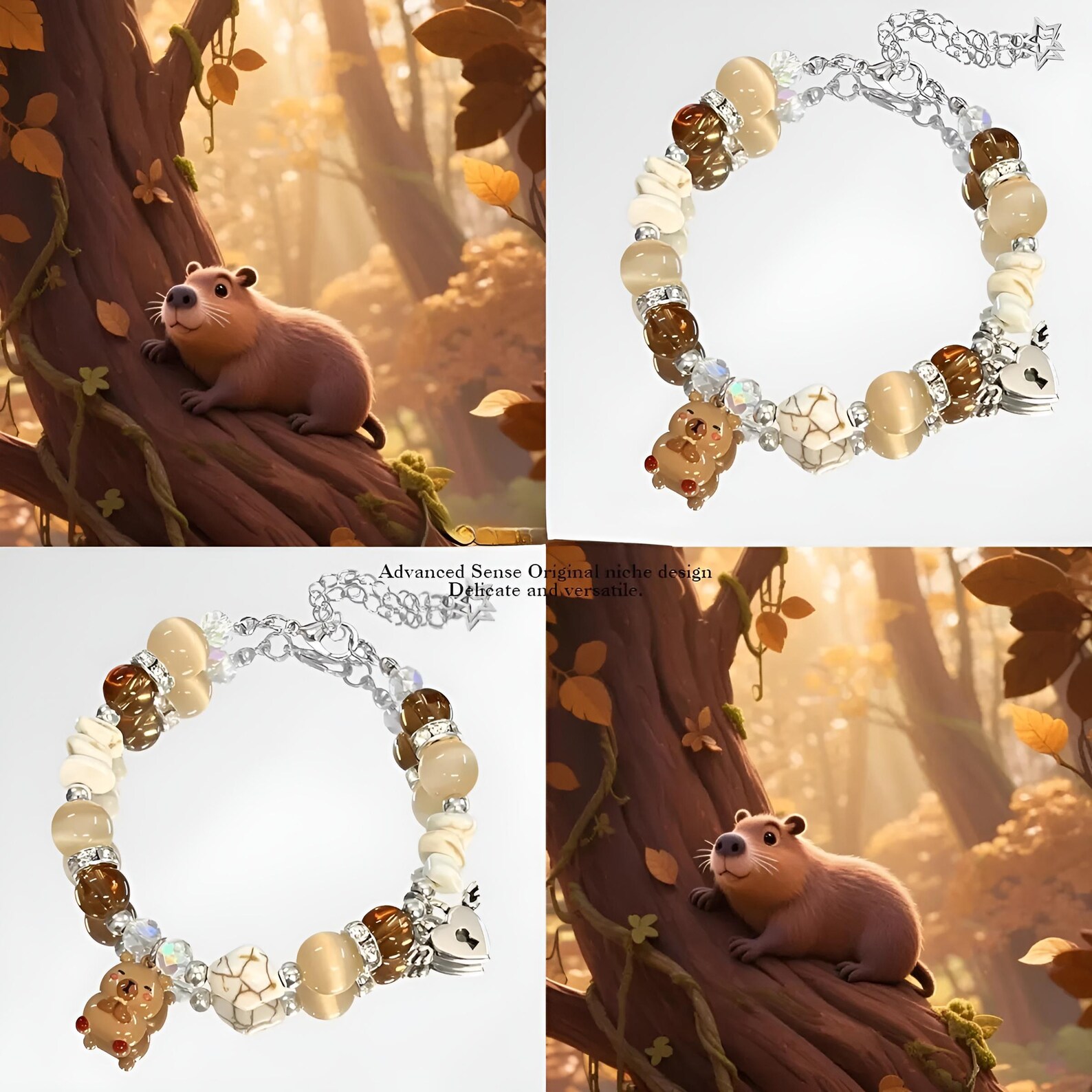 Forest Capybara Bracelet - Cute Capybara Cartoon Design, Multi-use as ...