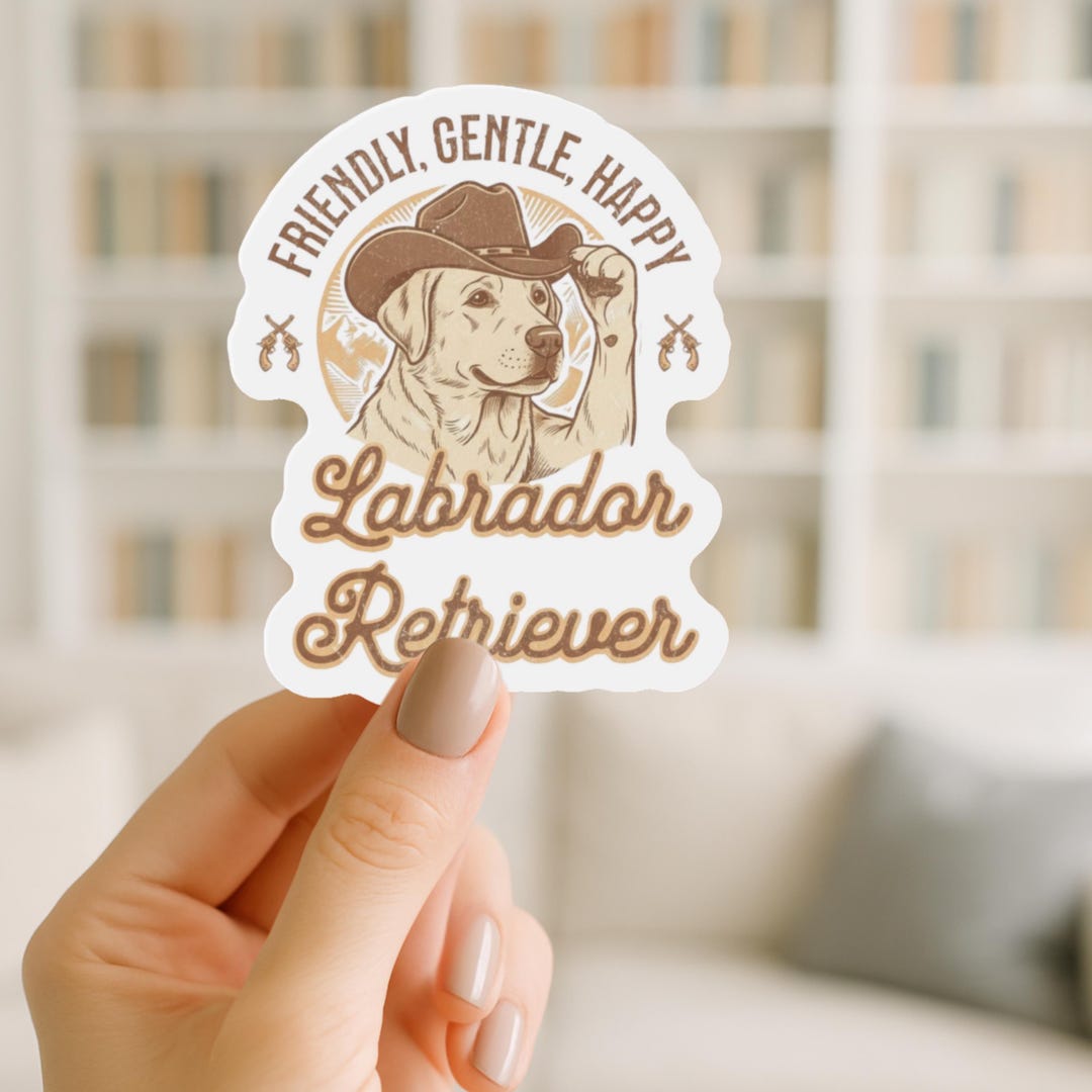 Labrador Retriever Magnet, Cowboy Hat Dog, Western Dog Lover Gift, Die ...