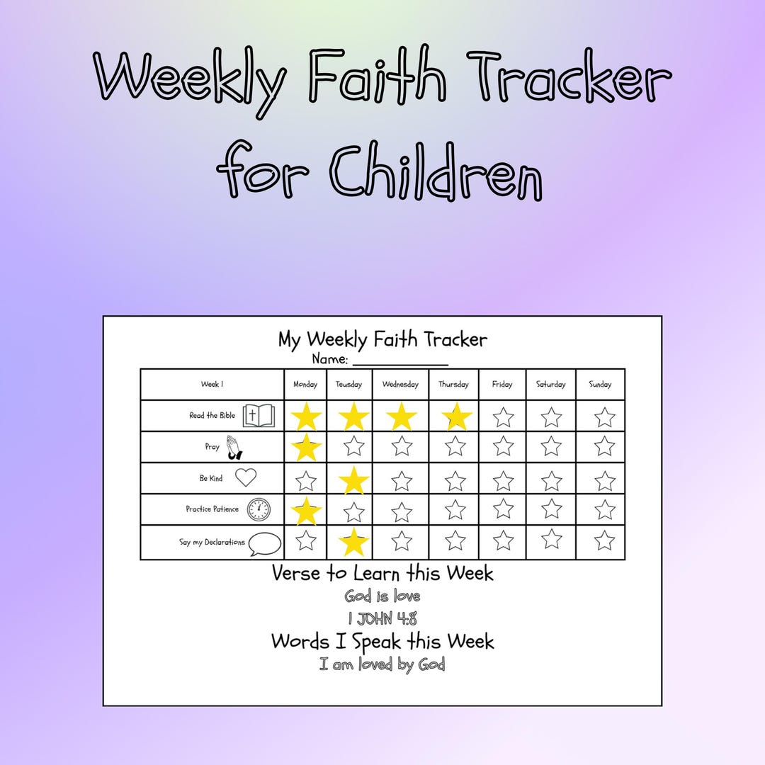 Weekly Faith Tracker for Kids – 52-week Printable Habit Tracker- PDF ...