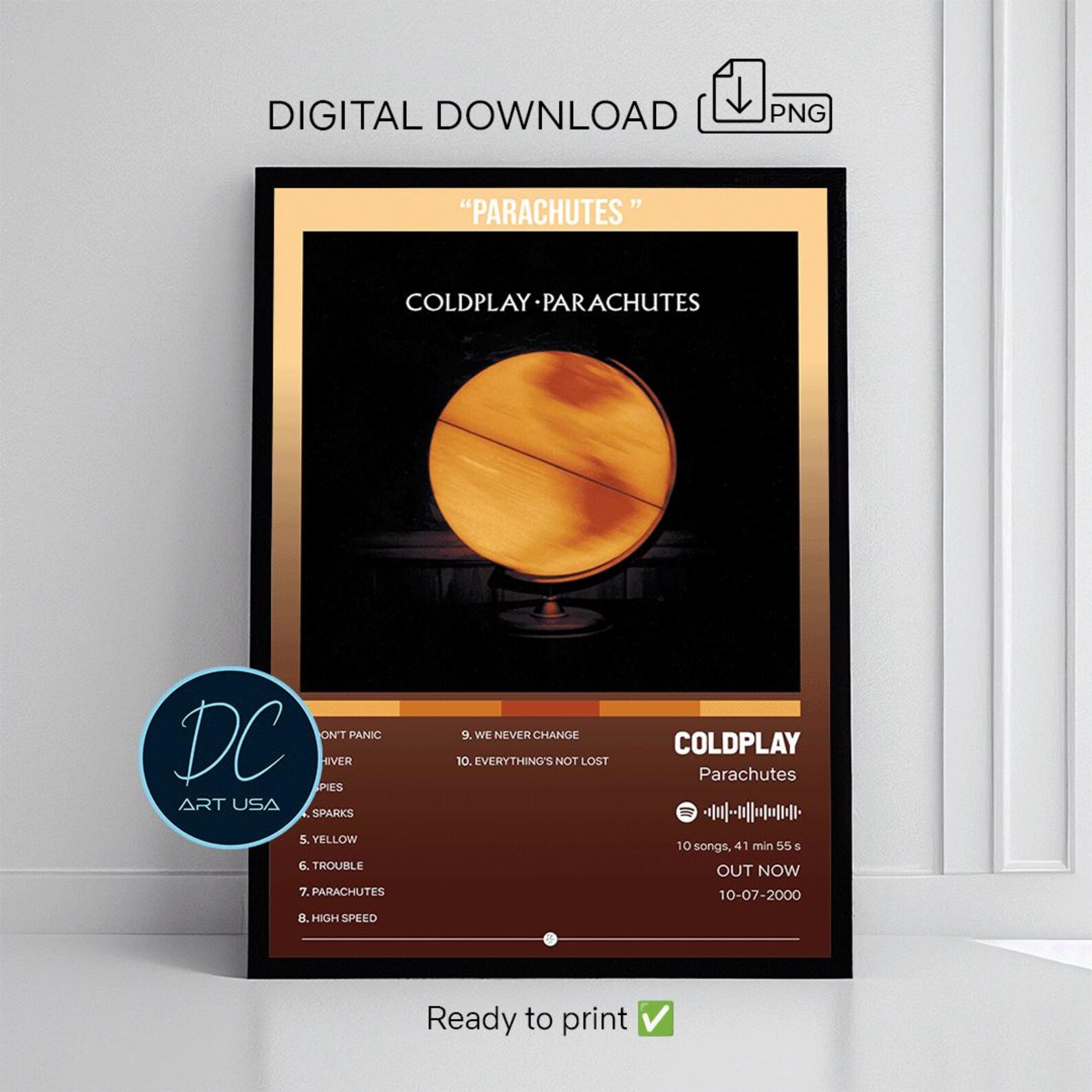 Digital Poster Inspired by the Album “parachutes" by Coldplay, Ready to ...