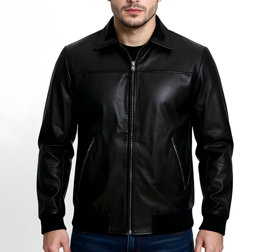 The Beatles Vintage Black Leather Bomber Jacket: George Harrison ...