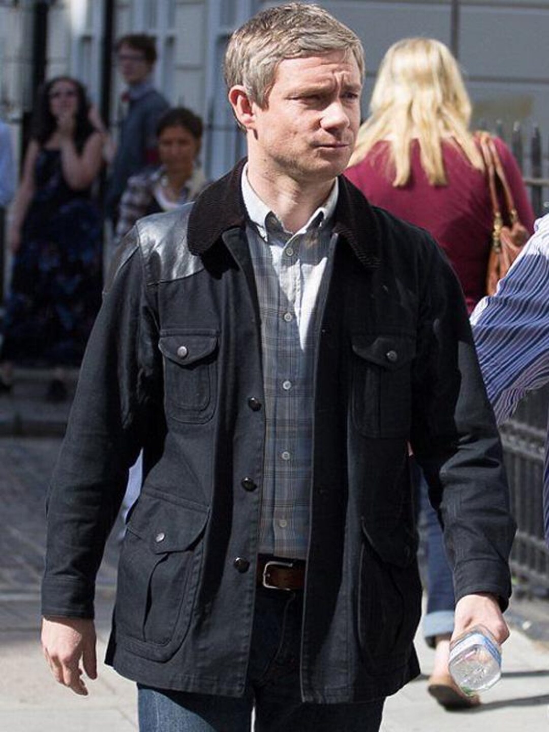 Handmade Sherlock Holmes Dr. Watson Black Cotton Jacket With Leather ...