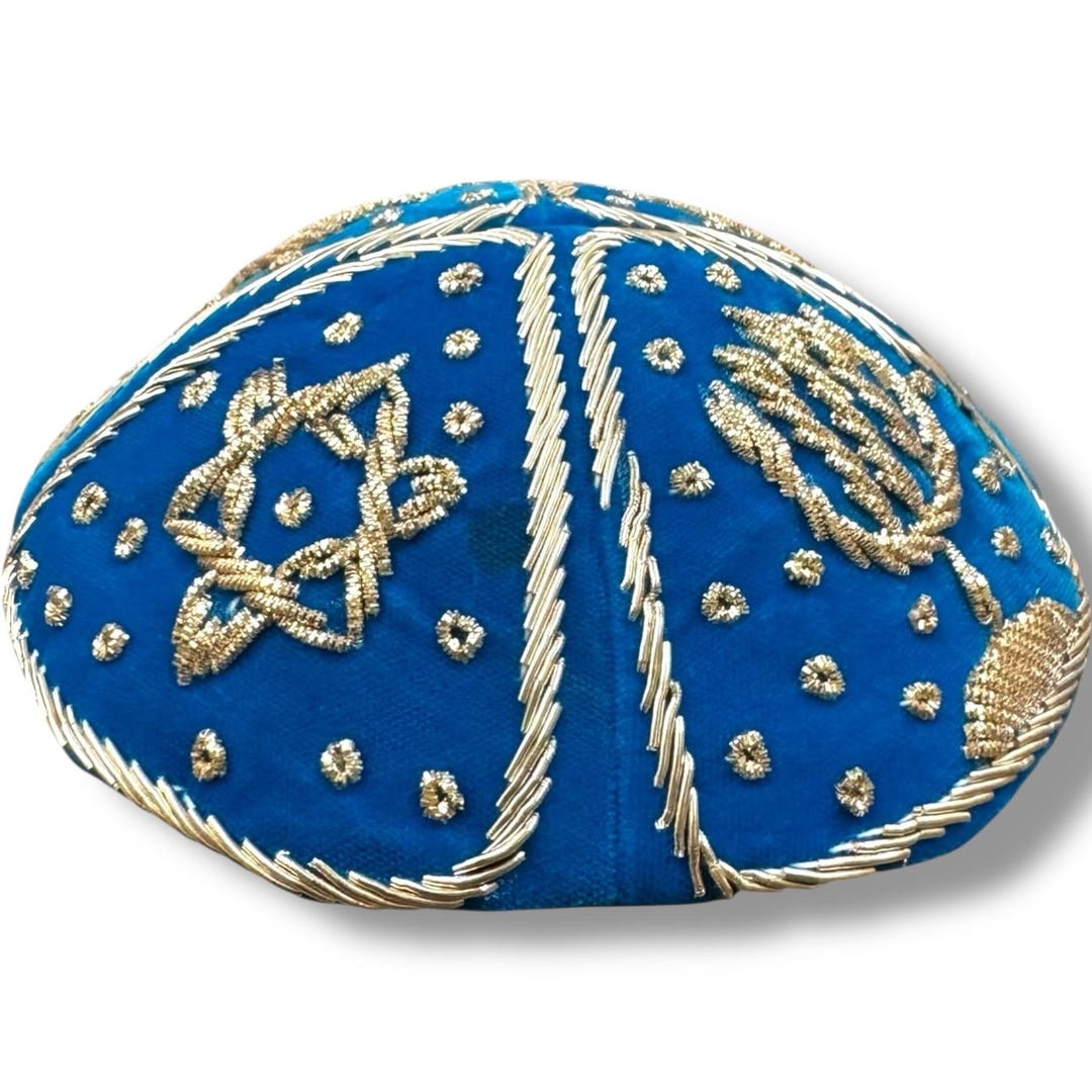 Handmade Velvet Groom Kippah: Traditional Persian Yarmulke With Gold Embroidery - Etsy