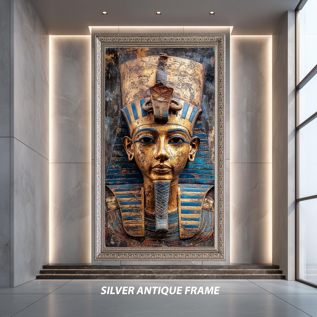Ancient Egyptian Pharaoh Canvas Wall Art, Gold and Blue Mask Artwork ...