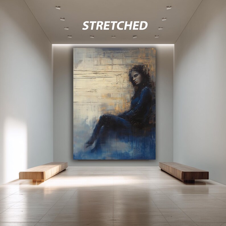 Abstract Woman Wall Art Print, Melancholic Blue Painting Poster ...