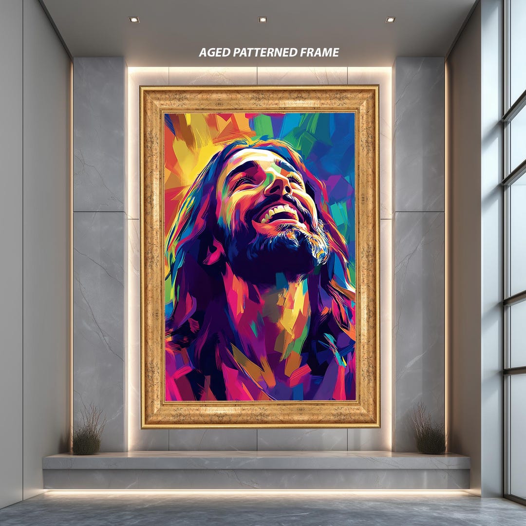 Colorful Jesus Wall Art Print, Vibrant Spiritual Portrait Poster ...