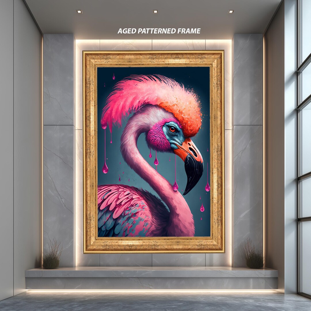 Surreal Flamingo Wall Art, Vibrant Pink Bird Print, Modern Colorful ...