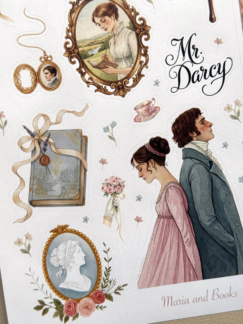 Pride and Prejudice Stickers | Jane Austen Romance A5 Sticker Sheet ...