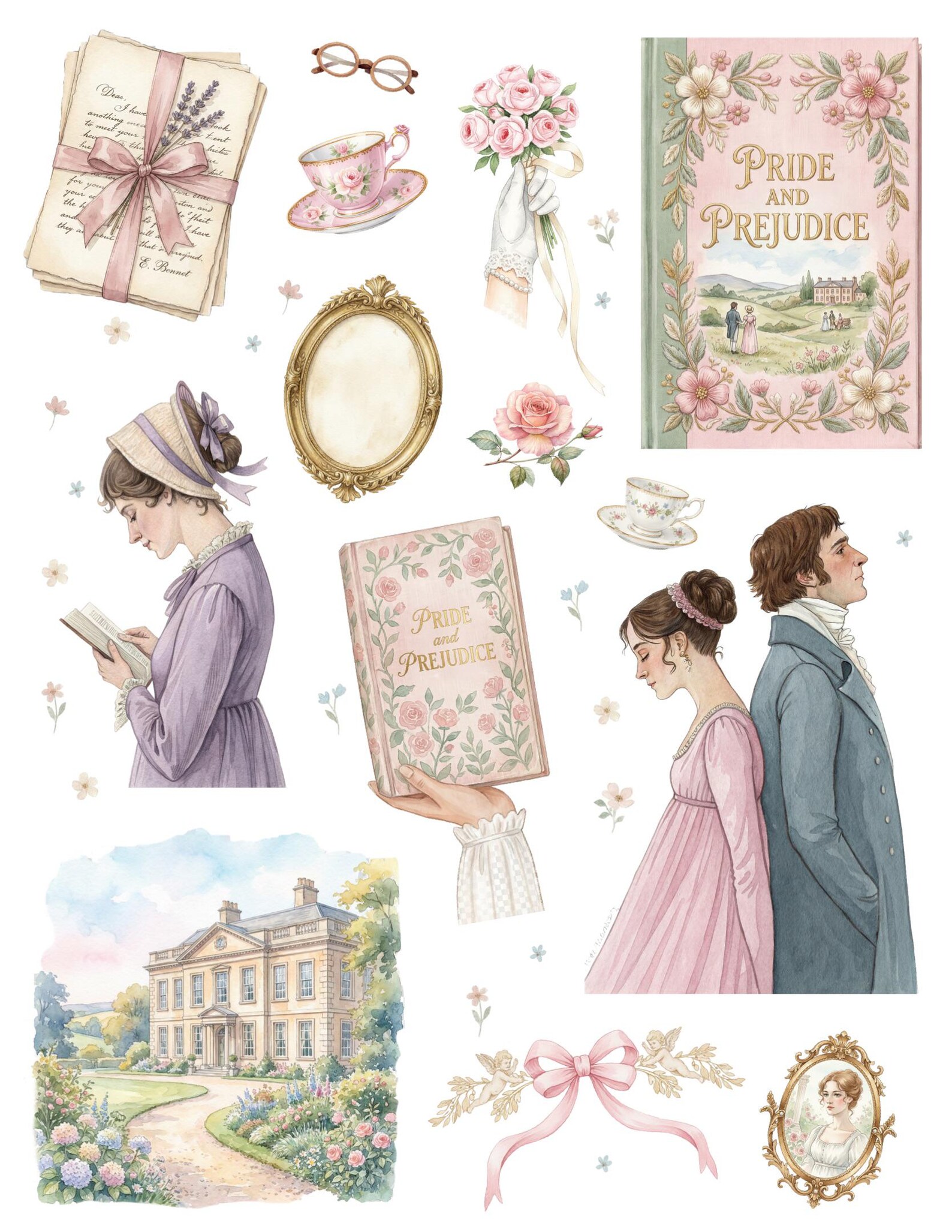 Pride and Prejudice Stickers | Jane Austen Digital Stickers - Etsy