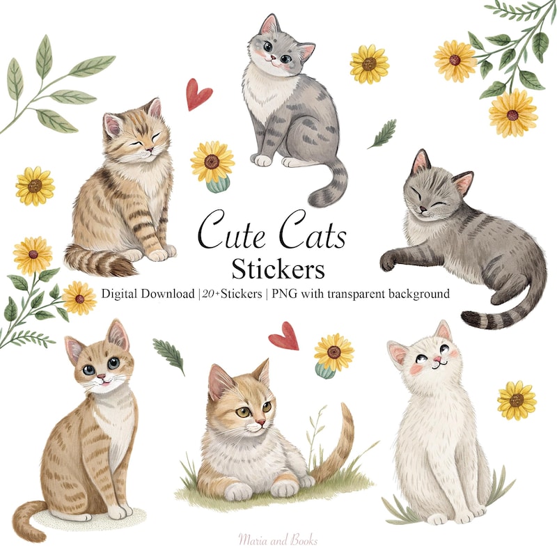 Aesthetic Stickers Cat - Etsy