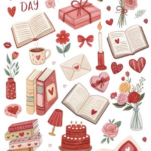 Bookish Valentins Day - Reading Journal Stickers | Cottagecore Planner ...