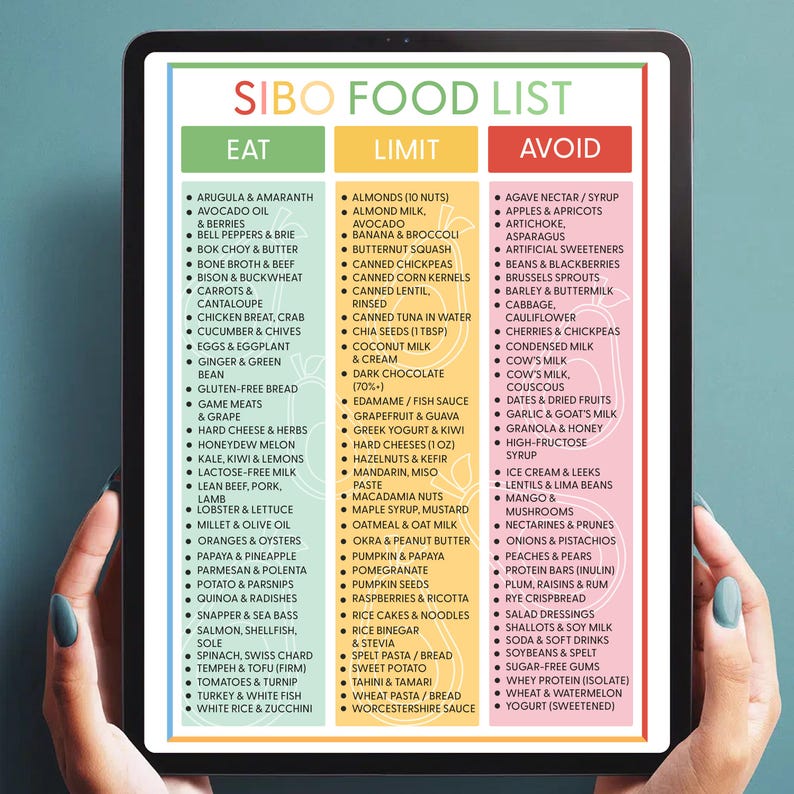 SIBO Diet, Sibo Food List, Low FODMAP Food List, Printable, IBS Grocery ...