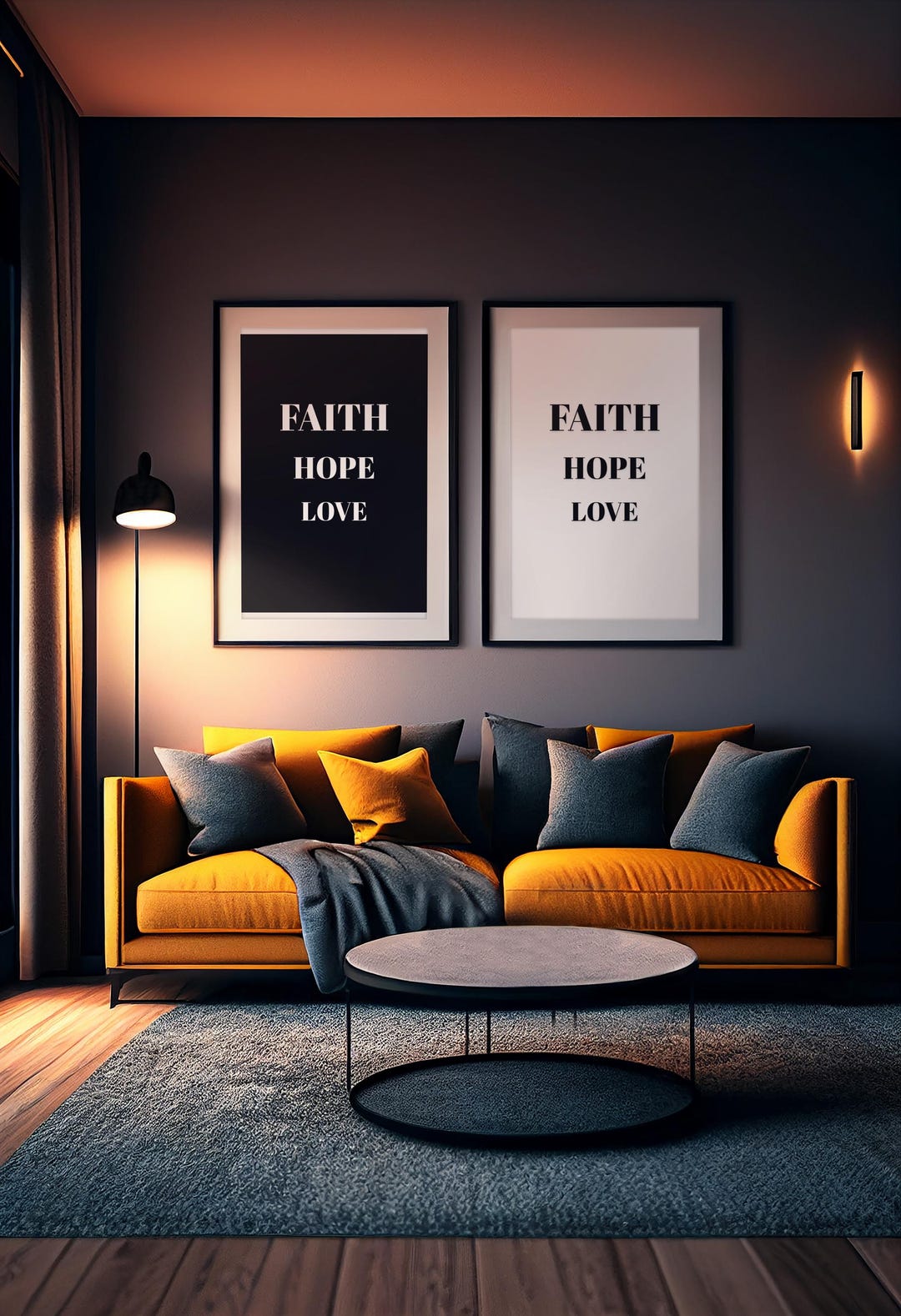 Faith Hope Love Poster • Christian Wall Art Printable • Black & White ...