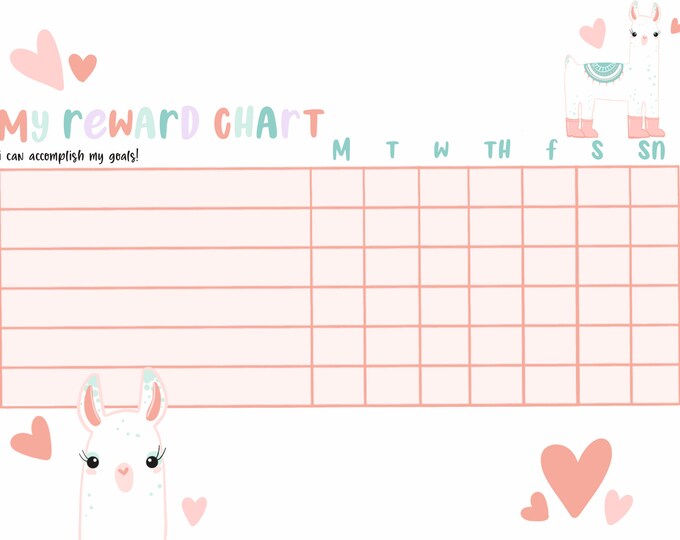 Editable Llama Reward Chart for Kids, Llama Routine Chart, Llama Kids ...