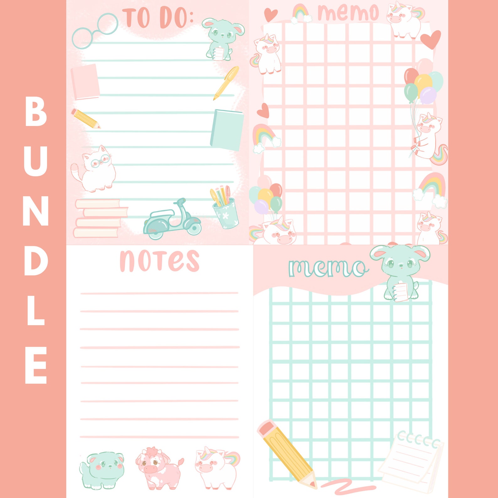 Printable Stationary, Notepads, Memo Sheets, to Do List, Cute ...