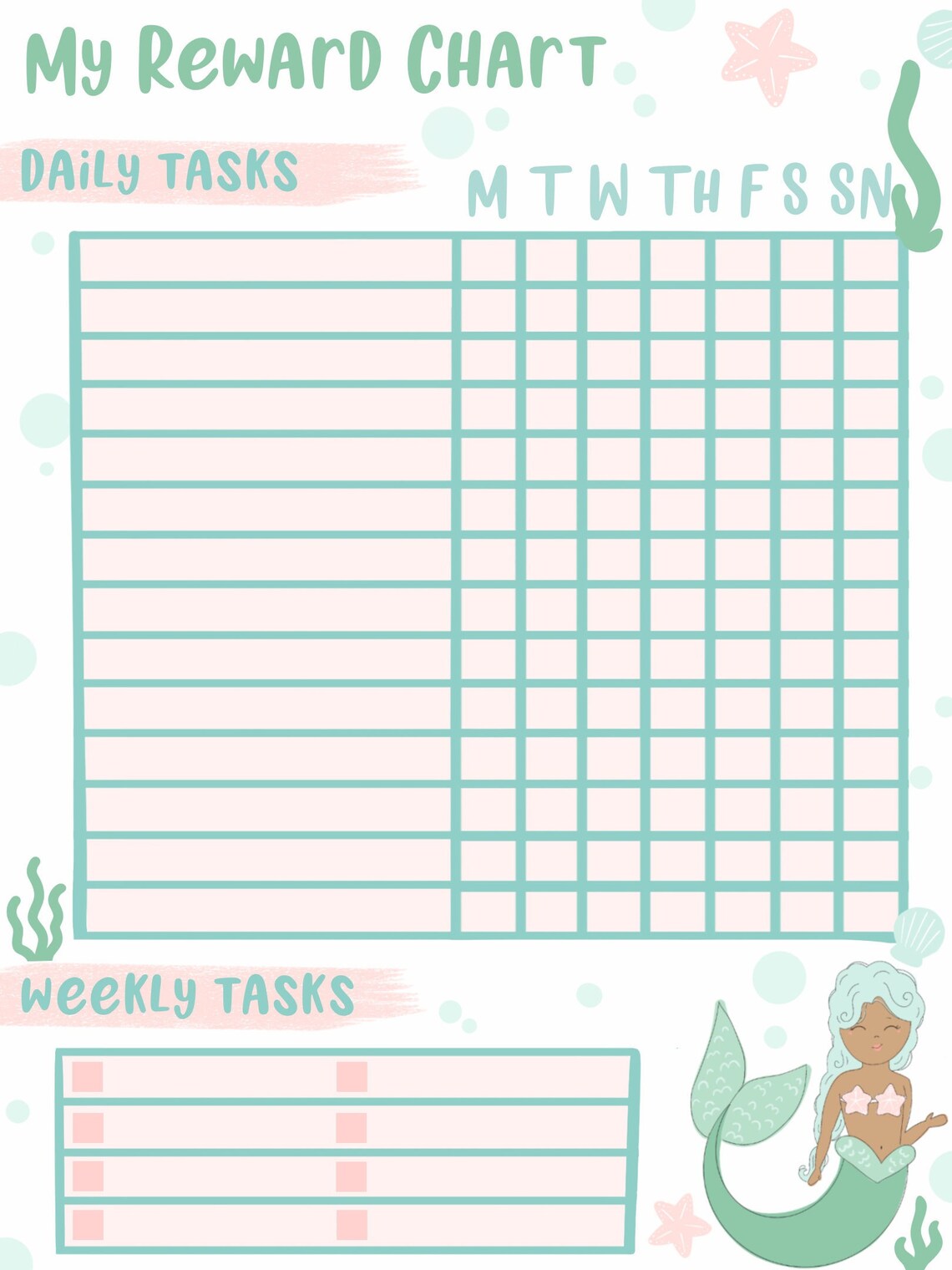 Reward Chart Printable Pack of 6 Pastel Kawaii Reward Chart - Etsy