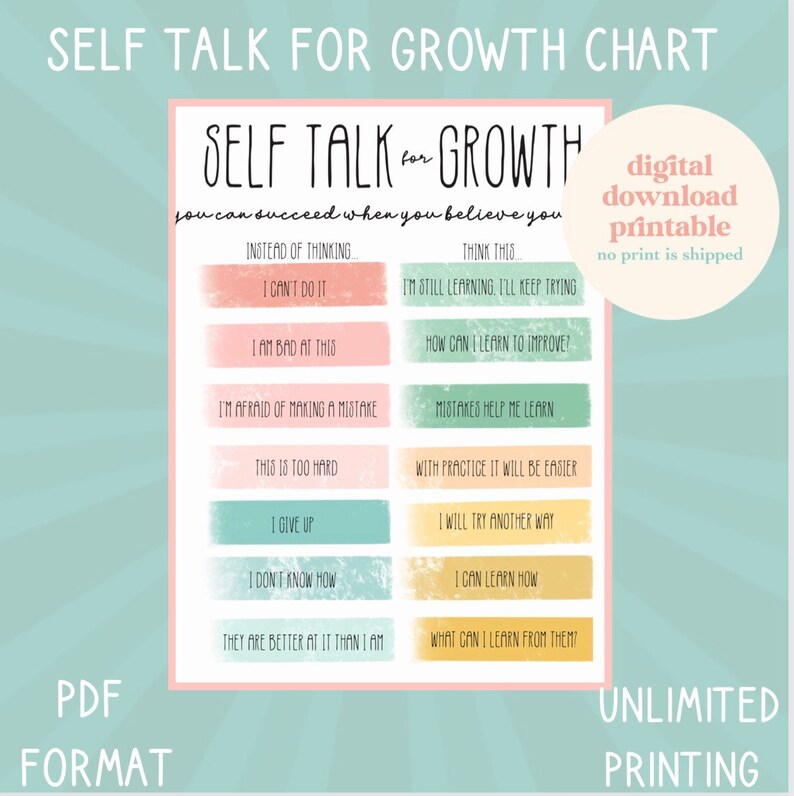 Self Talk for Growth, Instead of Thinking Think This, Positive Thinking ...