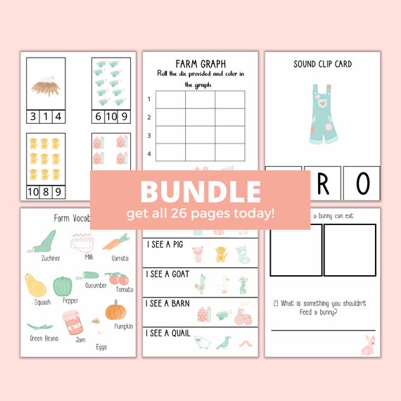 Farm Themed Early Learning Kids Activity Worksheets Farm - Etsy