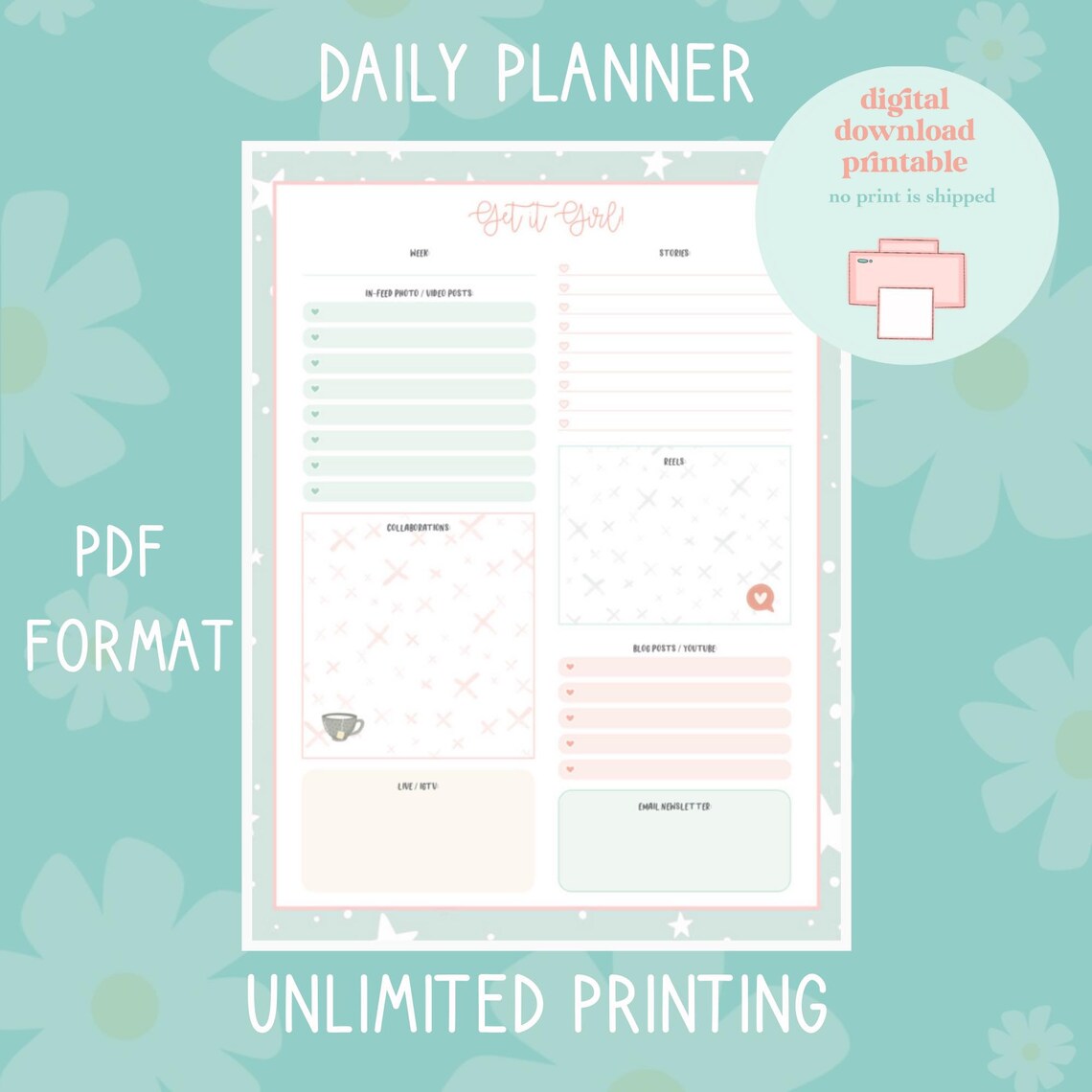 Get It Girl Daily Planner Planner Planner Pages Weekly - Etsy