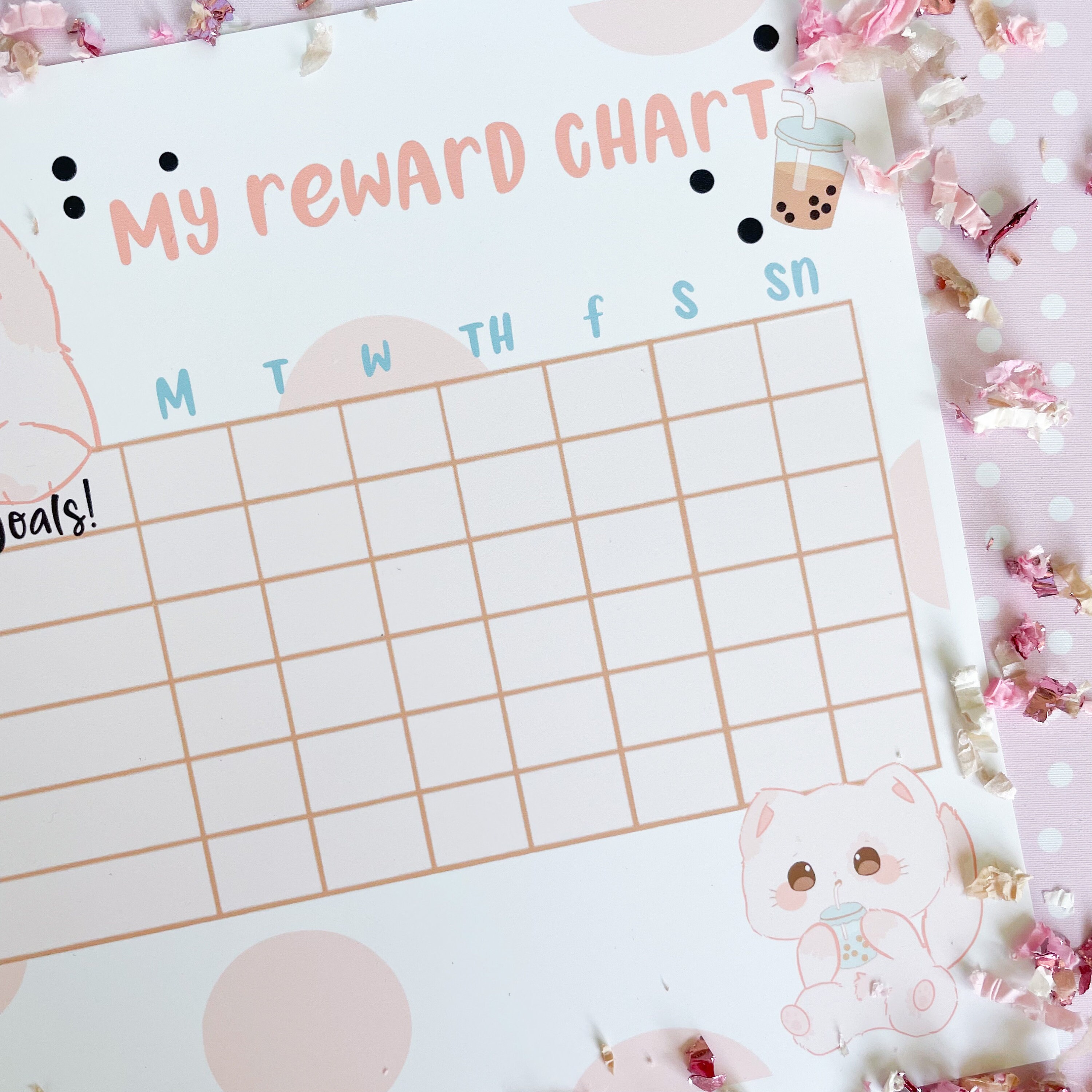 Kawaii Boba Kitty Pastel Kids Reward Chart Bubble Tea - Etsy