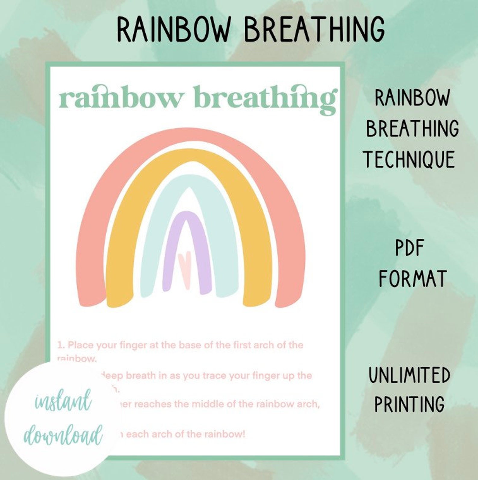 Rainbow Breathing Breathing Techniques Breathing Technique - Etsy
