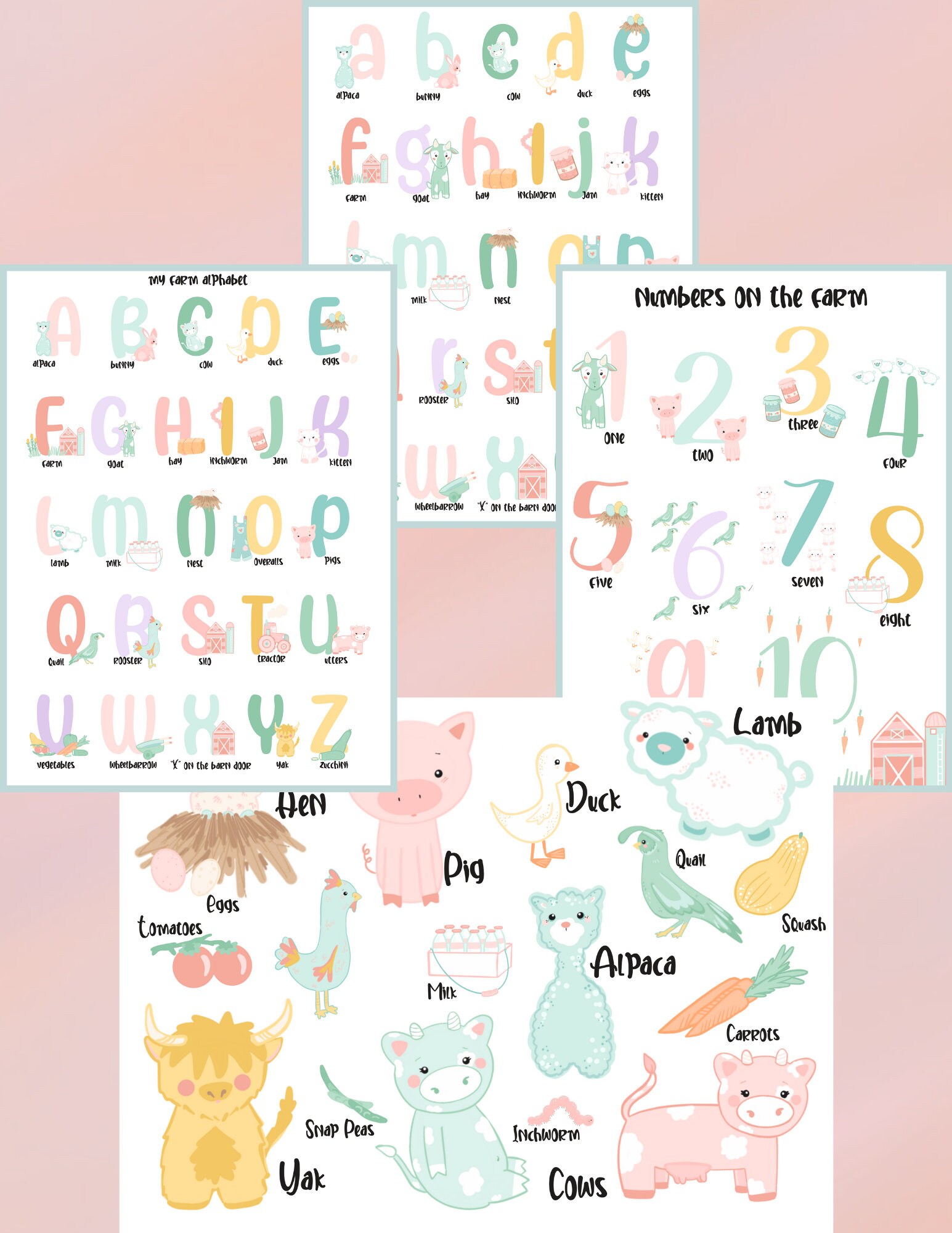 Printable Preschool Farm Counting,farm Animal Educational Toys ...