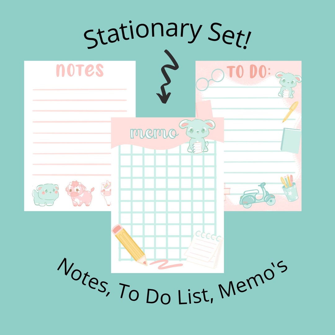 Printable Stationary, Notepads, Memo Sheets, to Do List, Cute ...