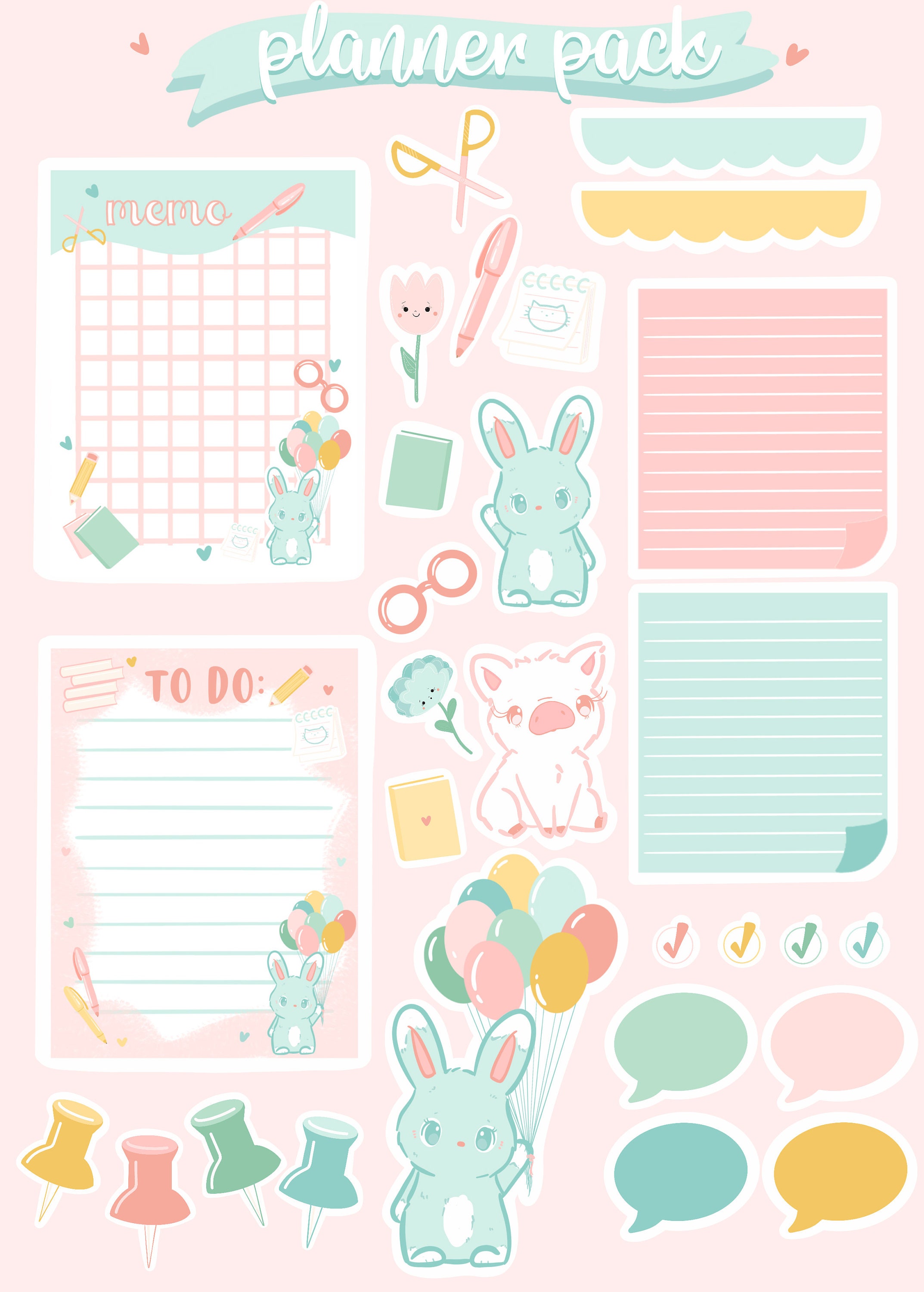 Kawaii Planner Clipart Stickers | Goodnotes5 | Cute Sticker Pack for ...