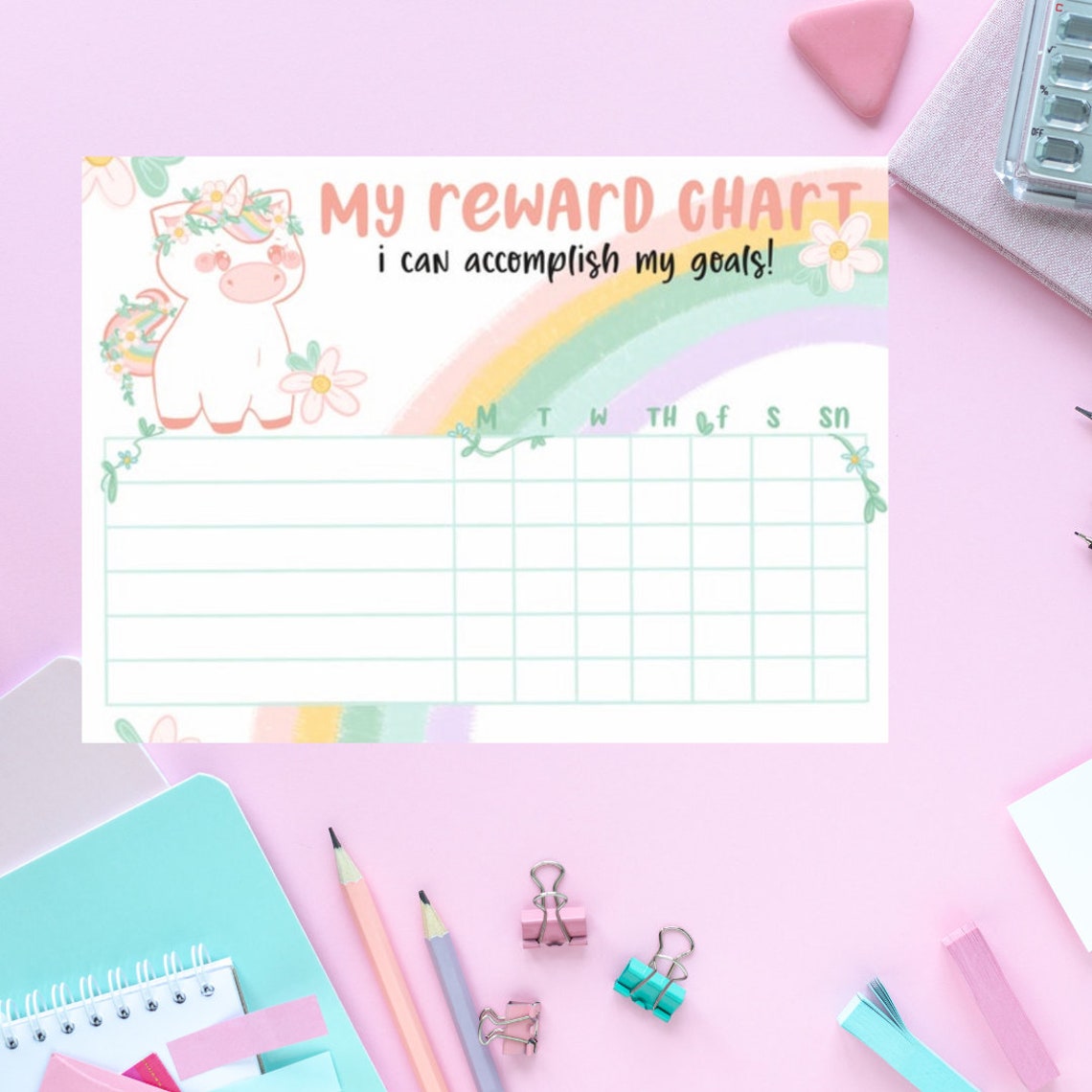 Kids Reward Chart Reward Chart Kawaii Stationery - Etsy