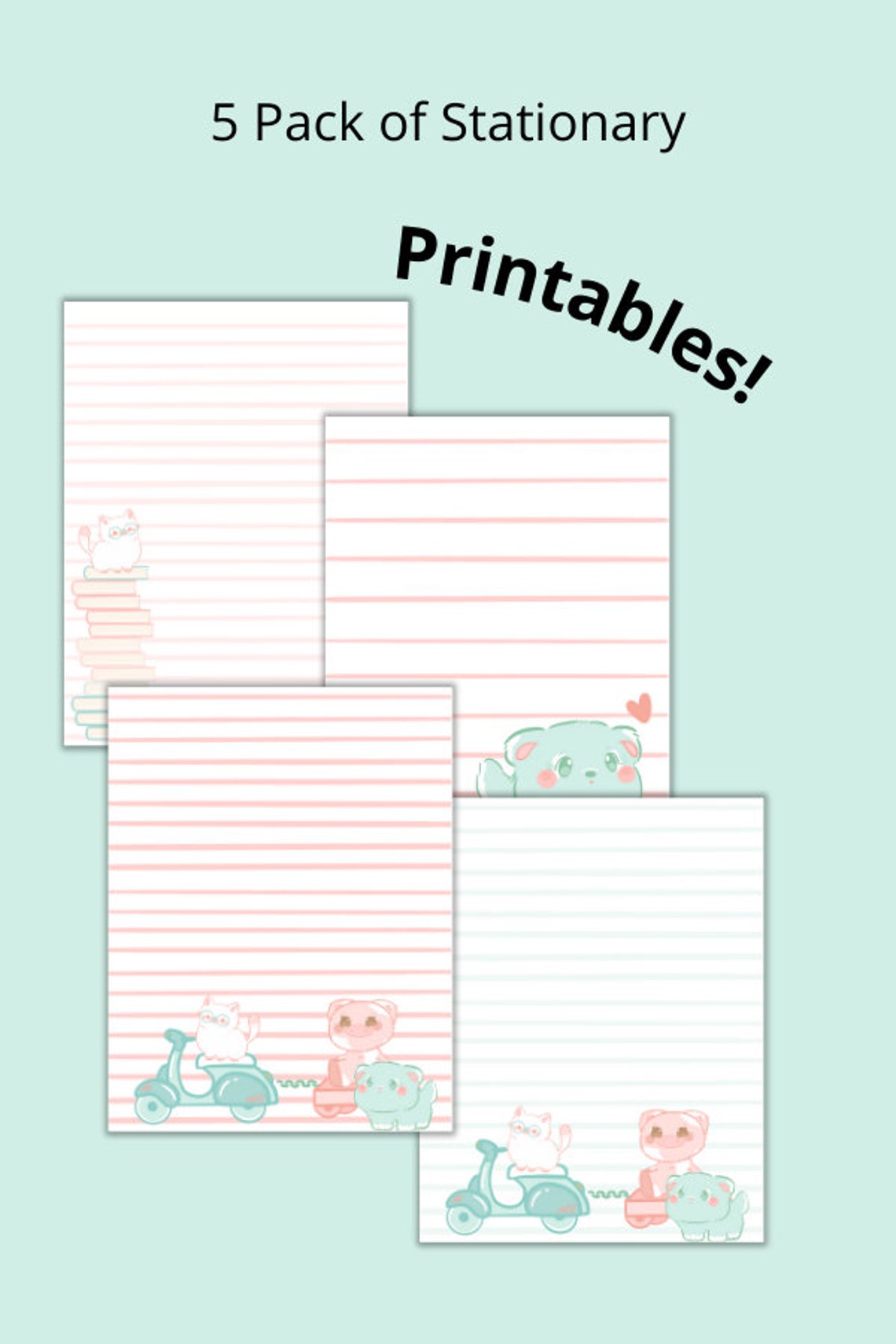 Printable Stationary, Kids Stationary Set, Notebook Pages, Notepad ...