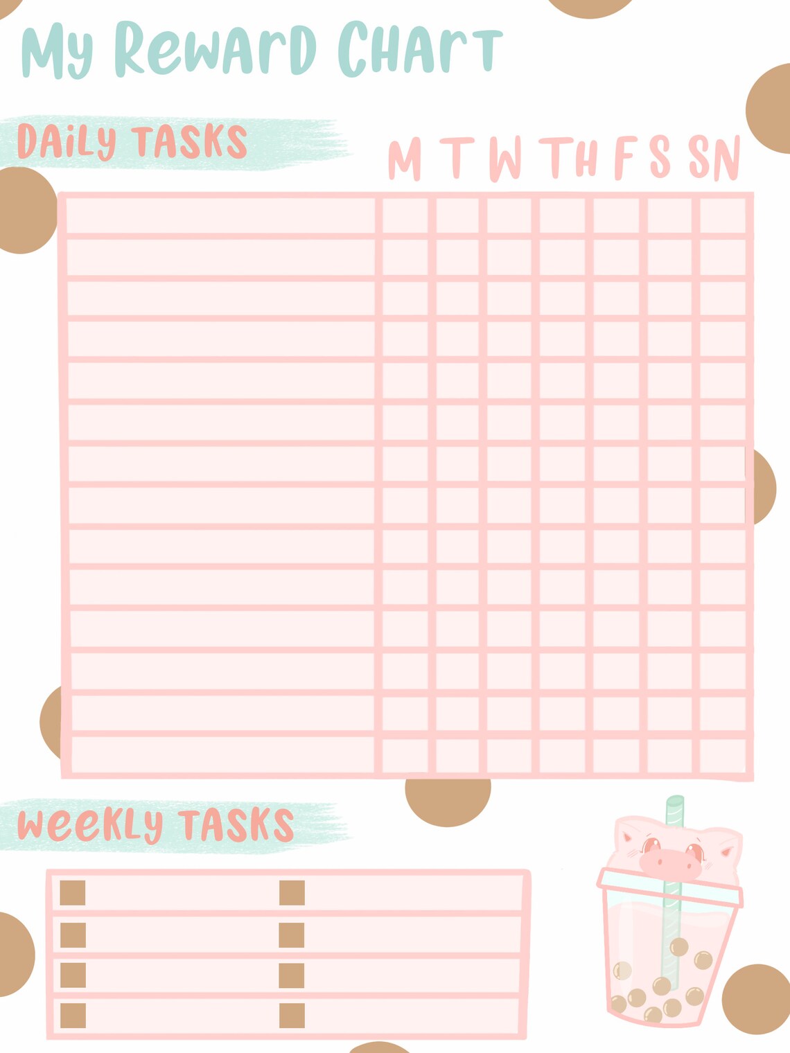 Reward Chart Printable Pack of 6 Pastel Kawaii Reward Chart - Etsy