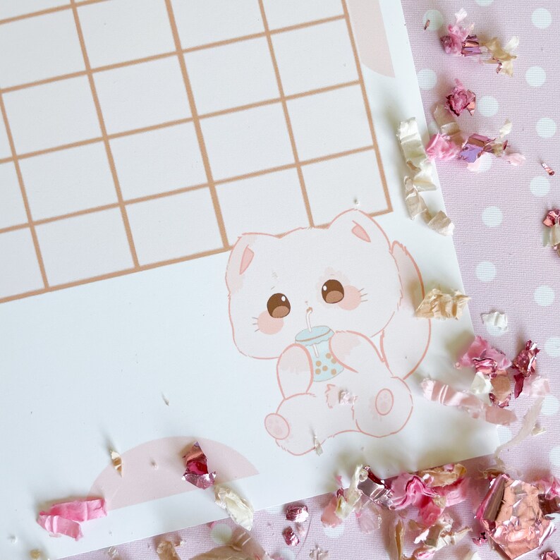 Kawaii Boba Kitty Pastel Kids Reward Chart Bubble Tea - Etsy