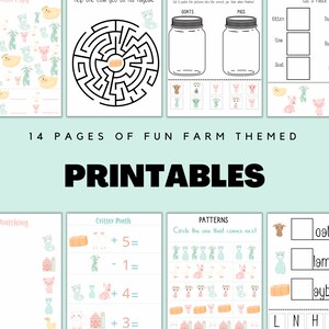 Farm Themed Early Learning Kids Activity Worksheets, Farm Preschool ...