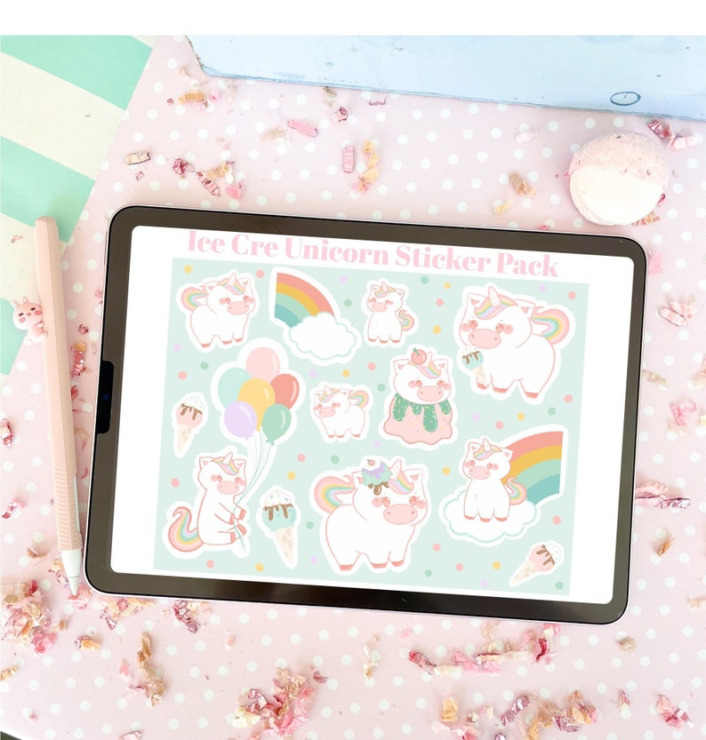 Rainbow Unicorn Planner Clipart Stickers Unicorn Pre-cropped - Etsy