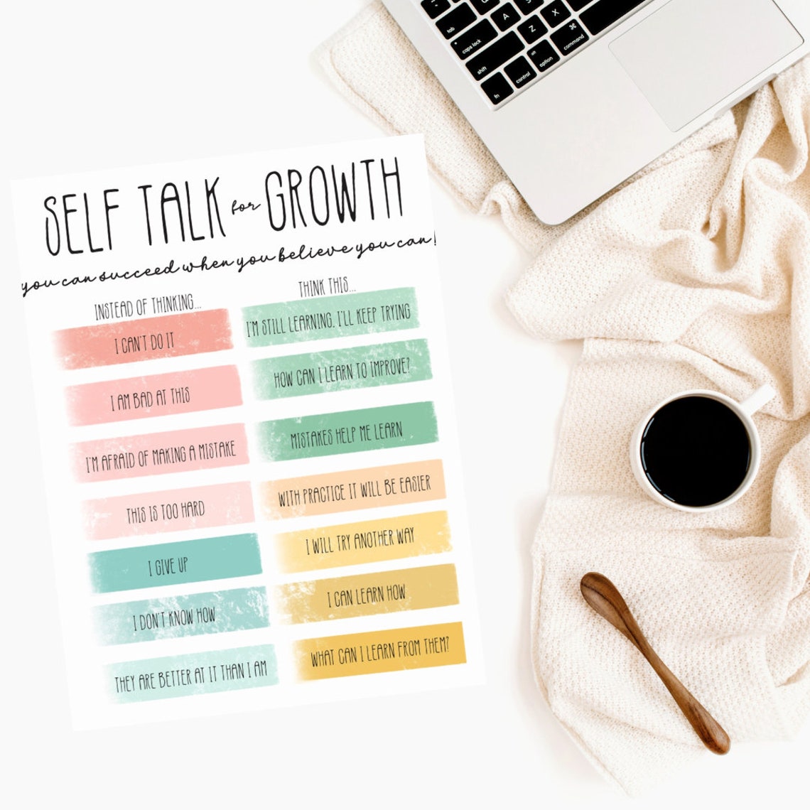 Self Talk for Growth, Instead of Thinking Think This, Positive Thinking ...