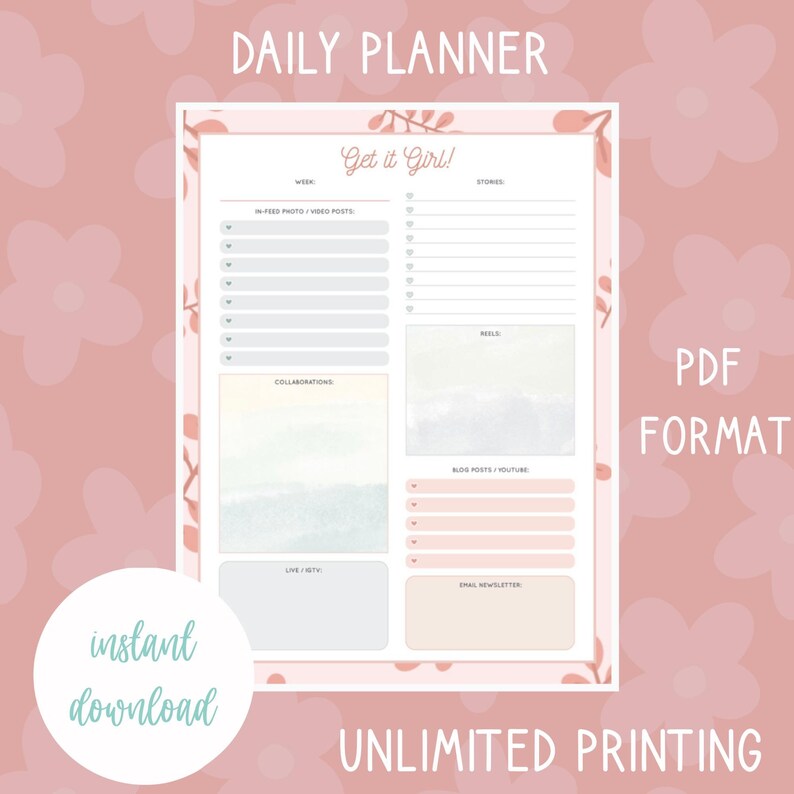 Get It Girl Daily Planner, Planner, Planner Pages, Weekly Planning ...