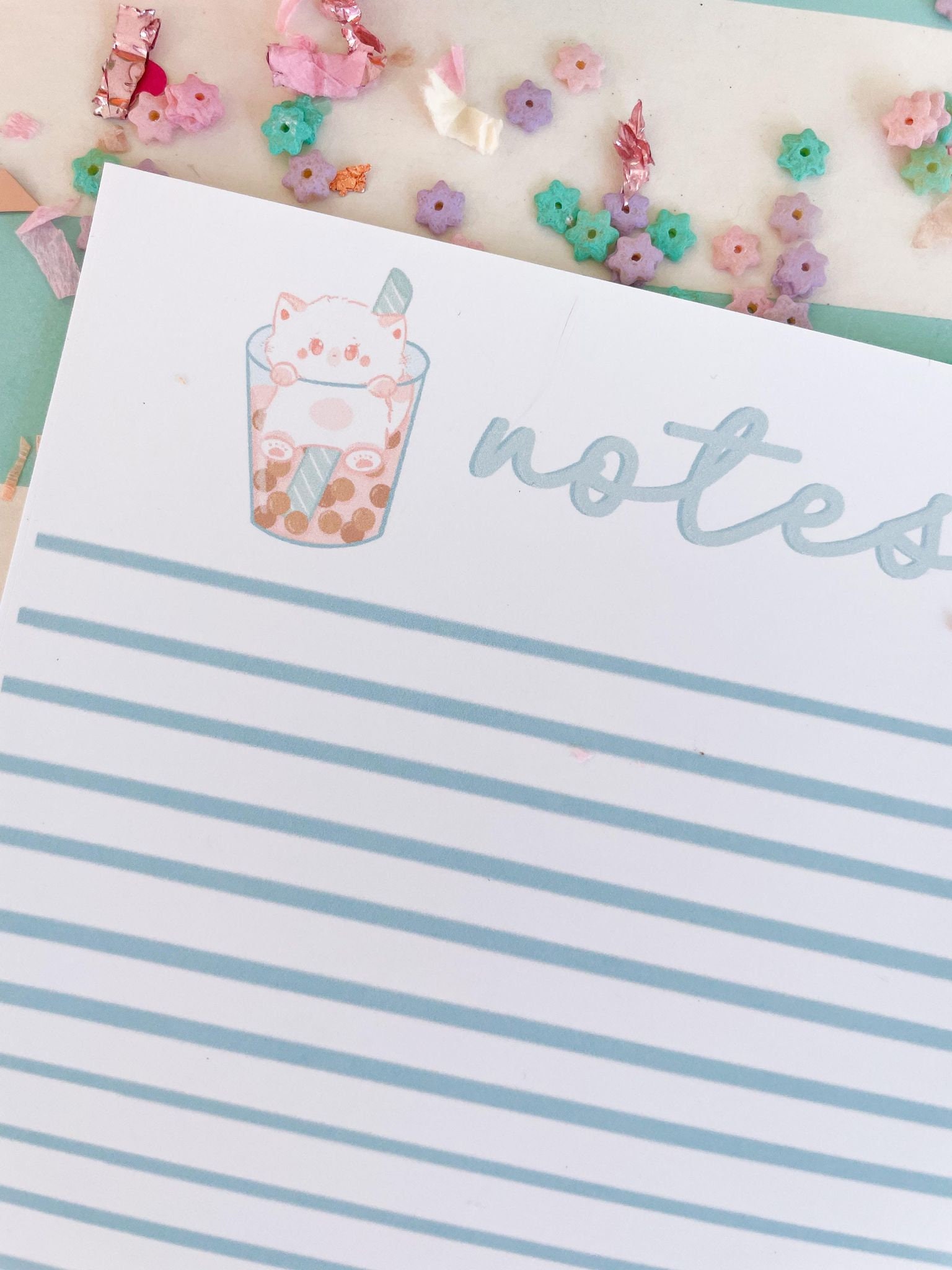 4x8 Cat Themed Notes Notepad, Boba, Bubble Tea, Kawaii, Kawaii Notepad ...