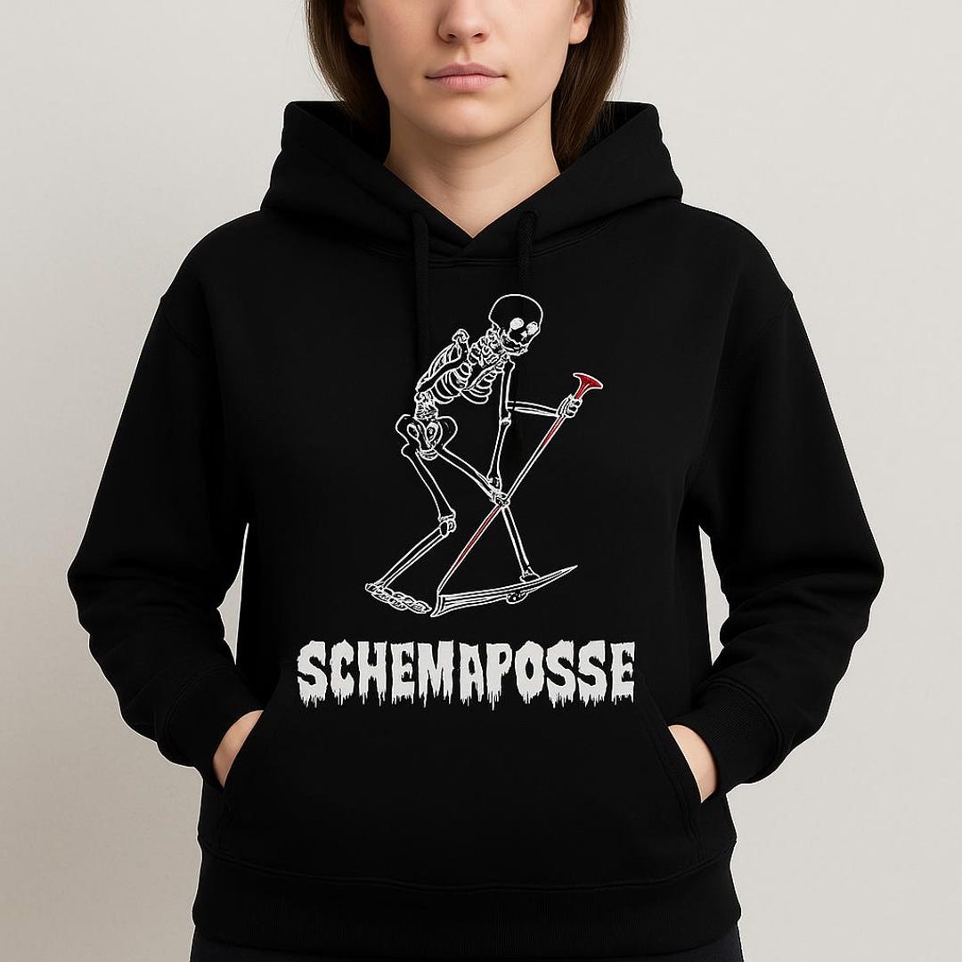 Schema Posse Hoodie, Skeleton Skateboard Sweatshirt, Goth Streetwear ...